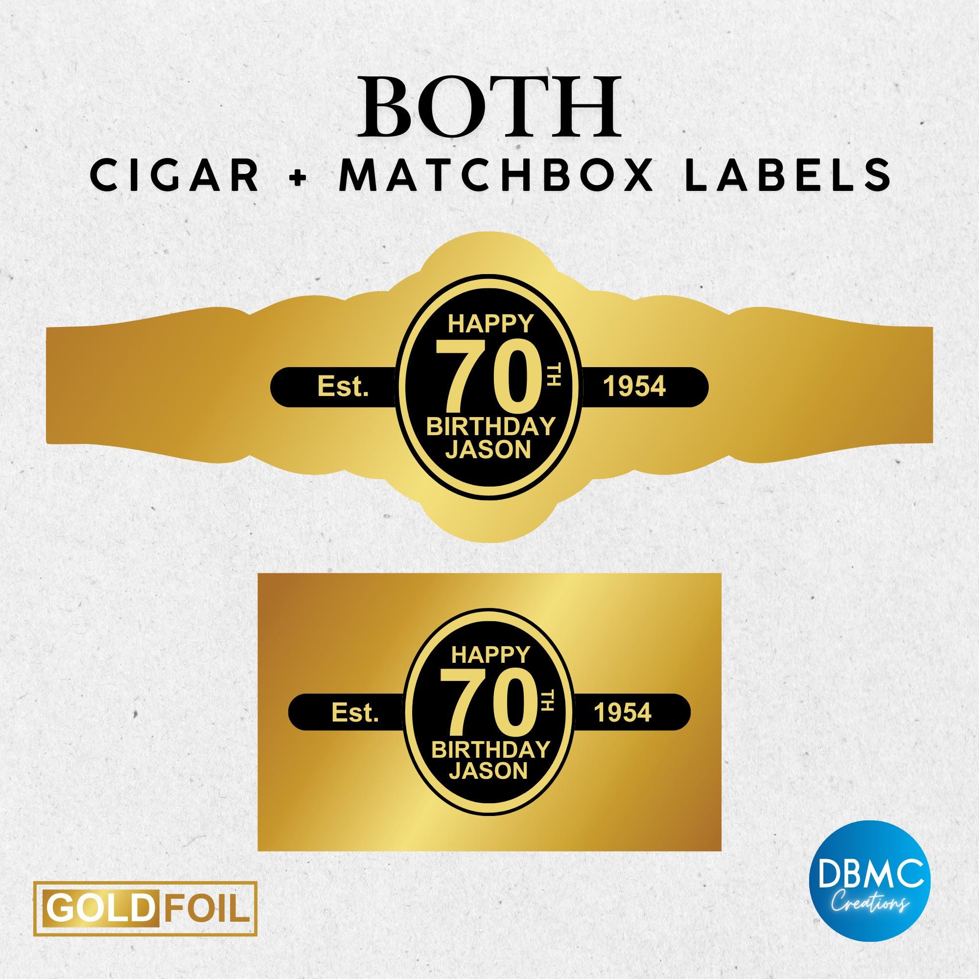 Gold Foil Personalized Birthday Cigar Labels, Personalized Cigar Bands ...