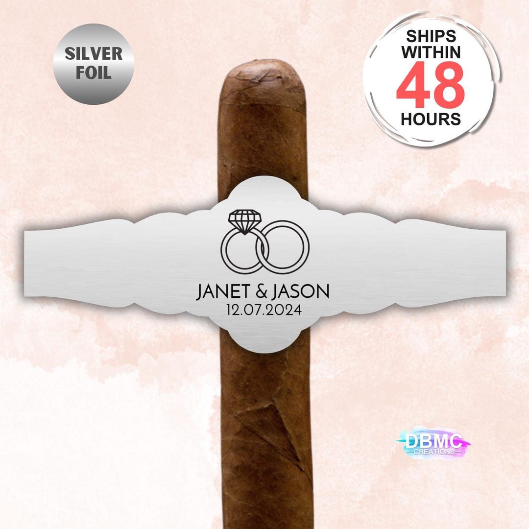 Silver Foil Personalized Wedding Engagement Cigar Labels,personalized ...