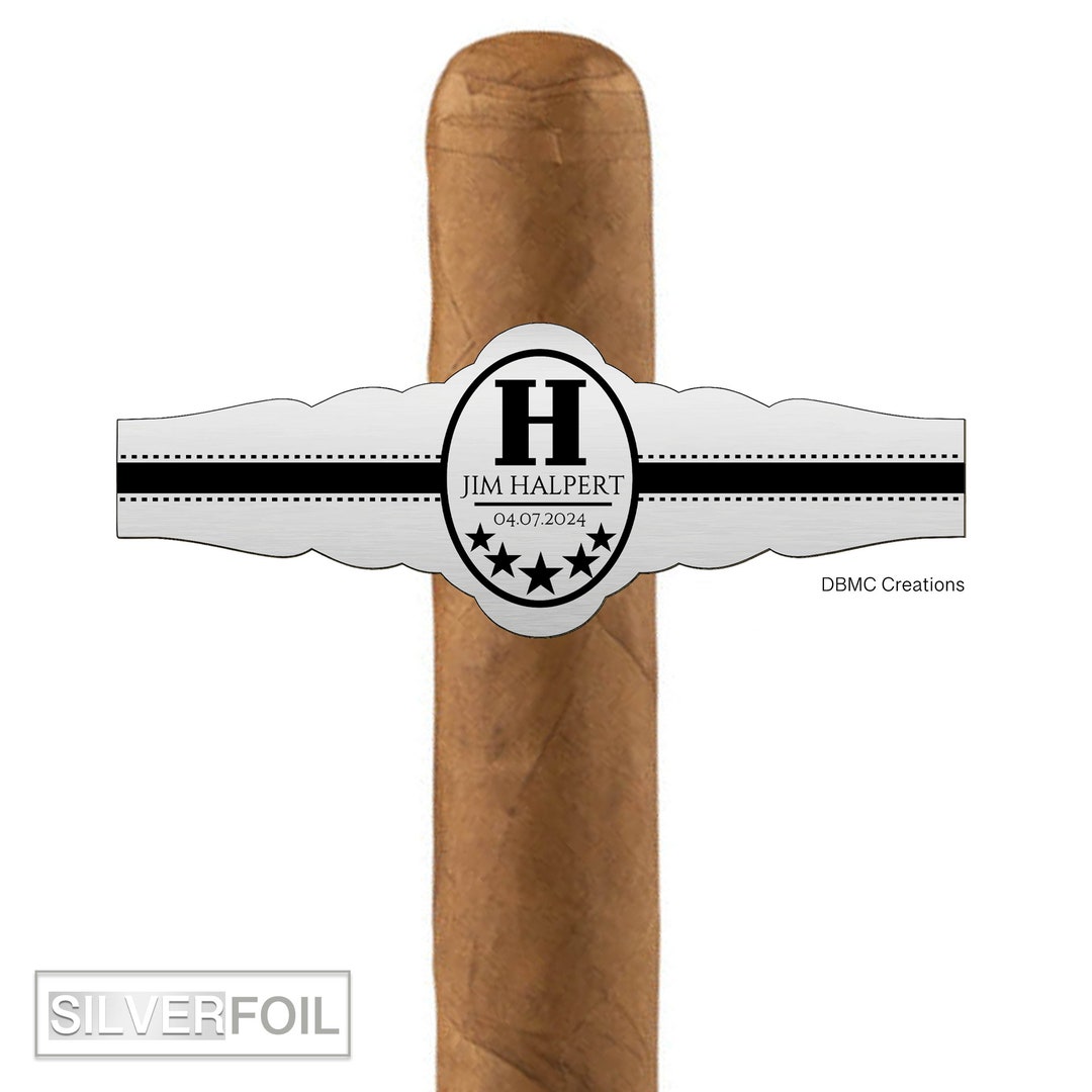 Silver Foil Cigar Labels, Personalized Cigar Bands, Birthday Cigar ...