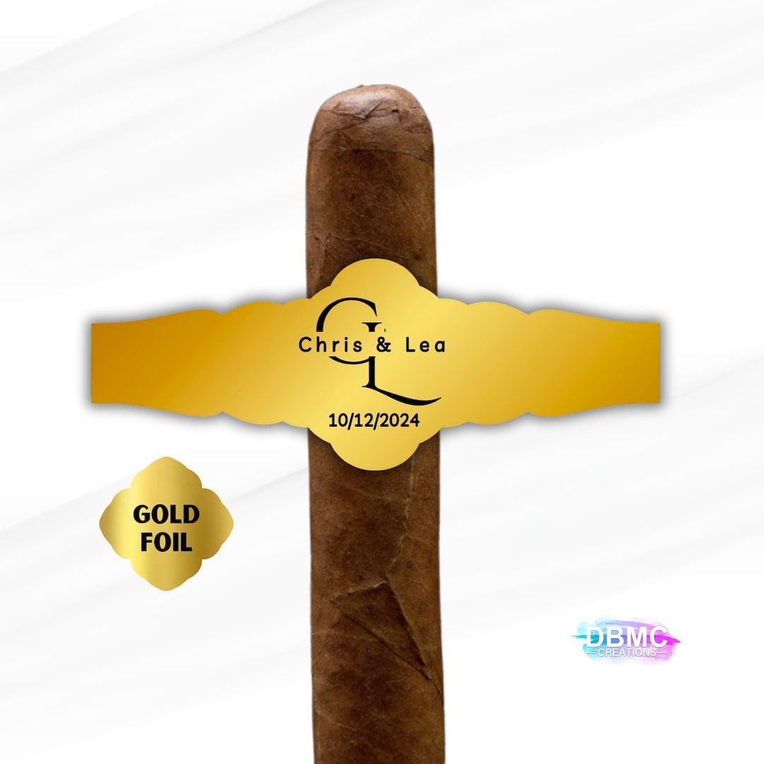 Custom Gold Foil Wedding Couples Cigar Labels Bands Wedding Favors ...