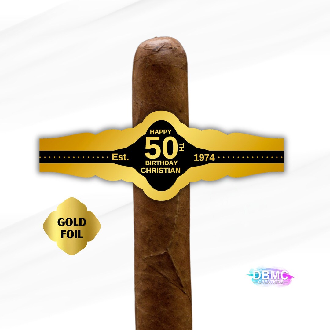Gold Foil Custom Birthday Cigar Labels, Custom Cigar Bands, Birthday ...