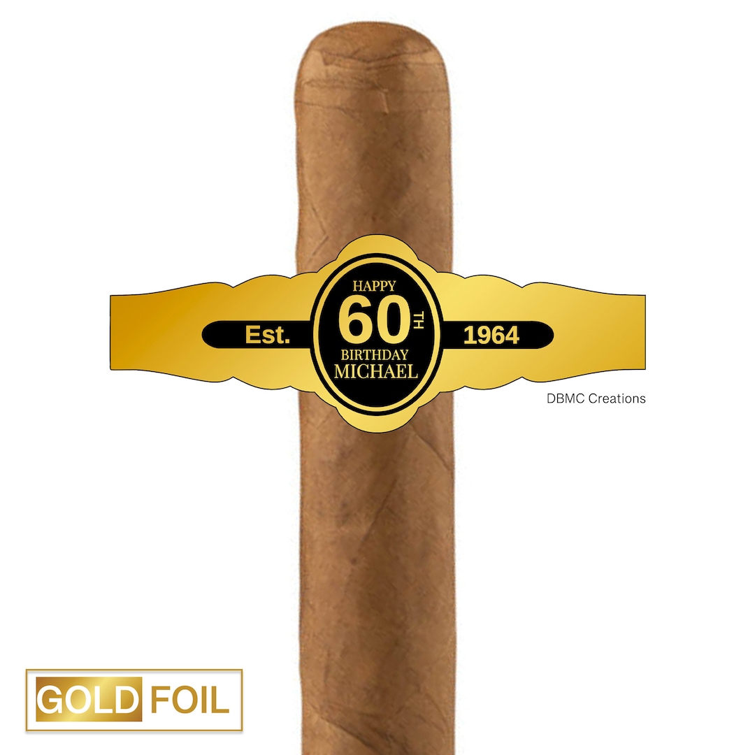 Gold Foil Personalized Birthday Cigar Labels, Personalized Cigar Bands ...