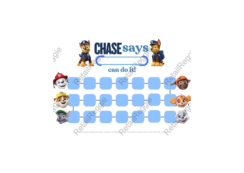 Paw Patrol Chase Reward Chart - Etsy Australia