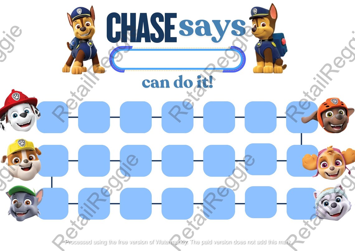 Paw Patrol Chase Reward Chart - Etsy