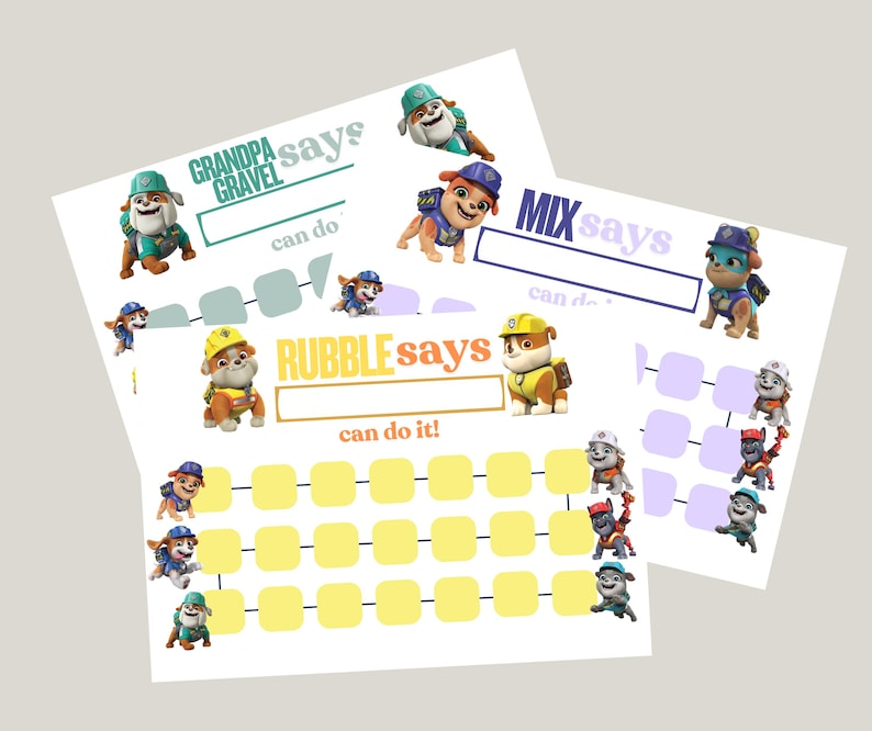 Digger Pup Puppy Patrol Reward Charts - Customisable - Kids Behavior ...