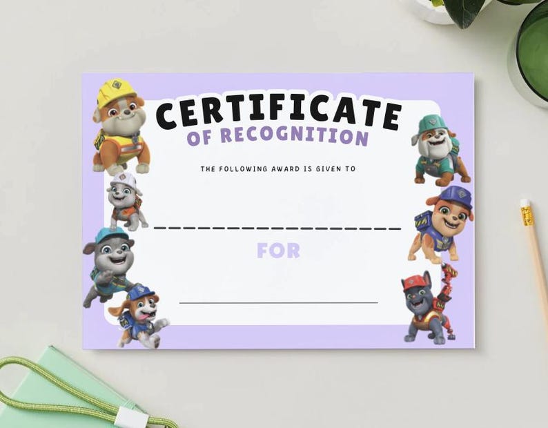 Digger and Puppy Patrol Reward Certificates - Customisable - Primary ...