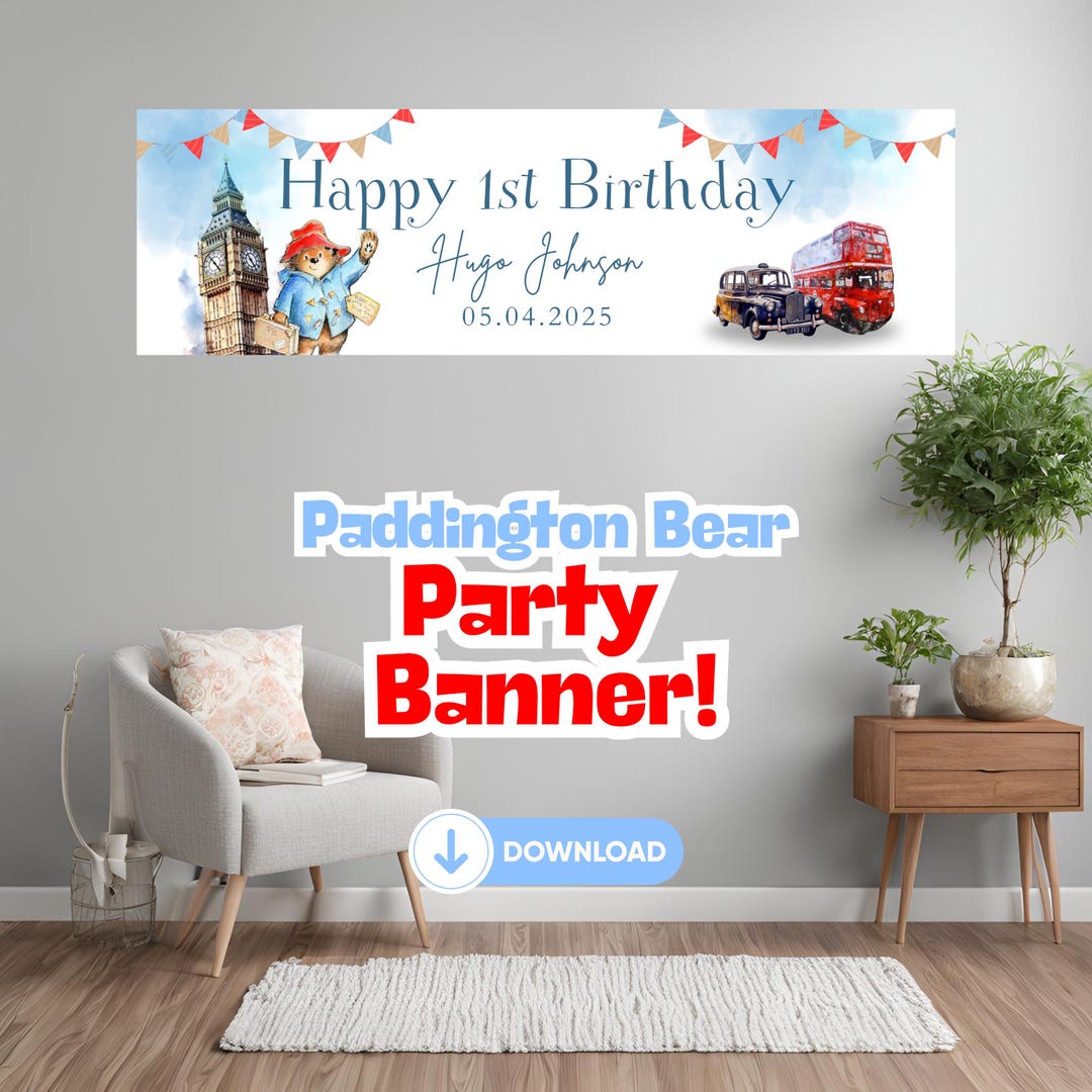 Paddington Bear Party Banner Customisable - Etsy
