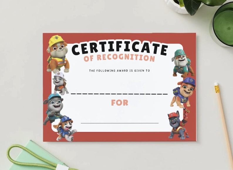Digger and Puppy Patrol Reward Certificates - Customisable - Primary ...