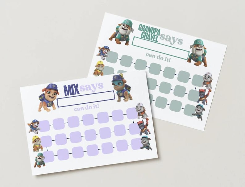 Digger Pup Puppy Patrol Reward Charts - Customisable - Kids Behavior ...