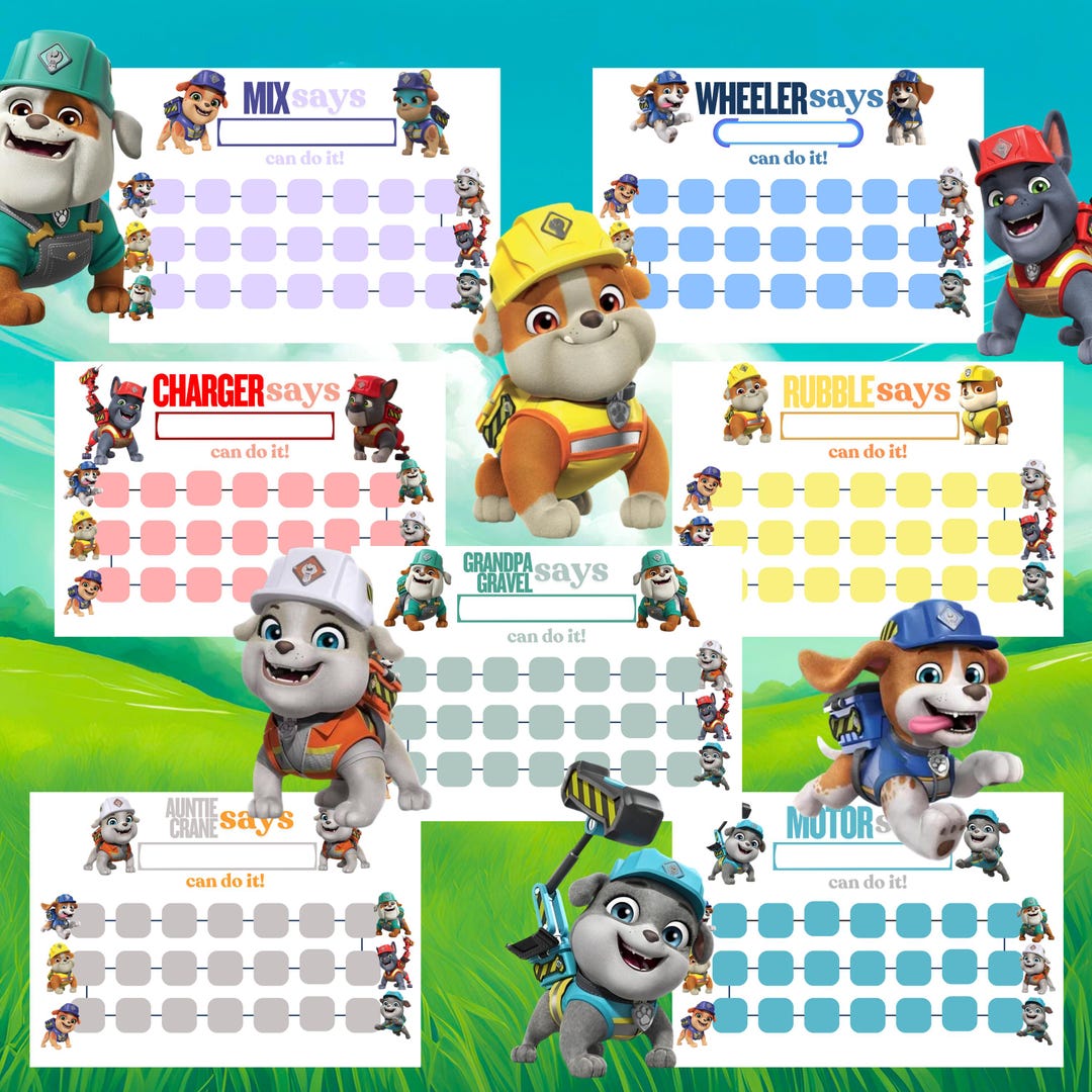 Digger Pup Puppy Patrol Reward Charts - Customisable - Kids Behavior ...