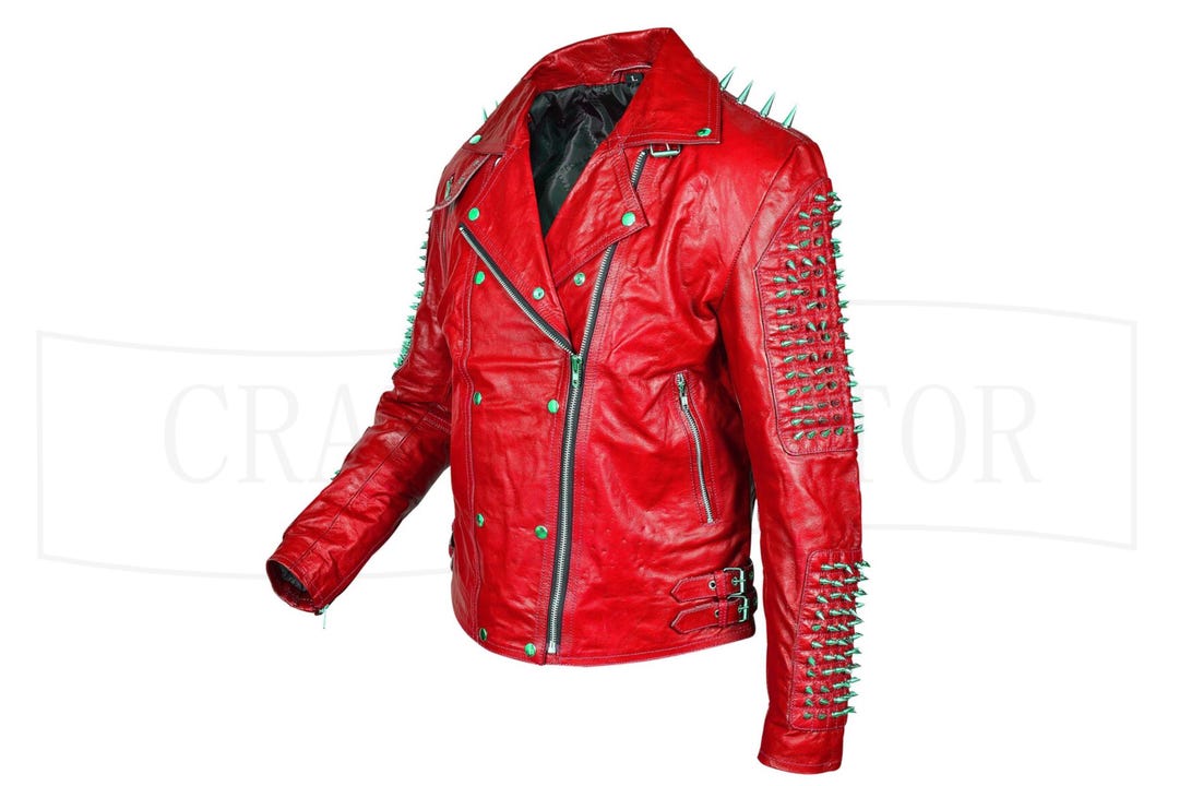 Handmade Leather Jacket Steampunk Studded Jacket Silver Spikes Jacket ...