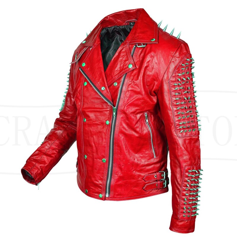 Red Leather Jacket - Etsy