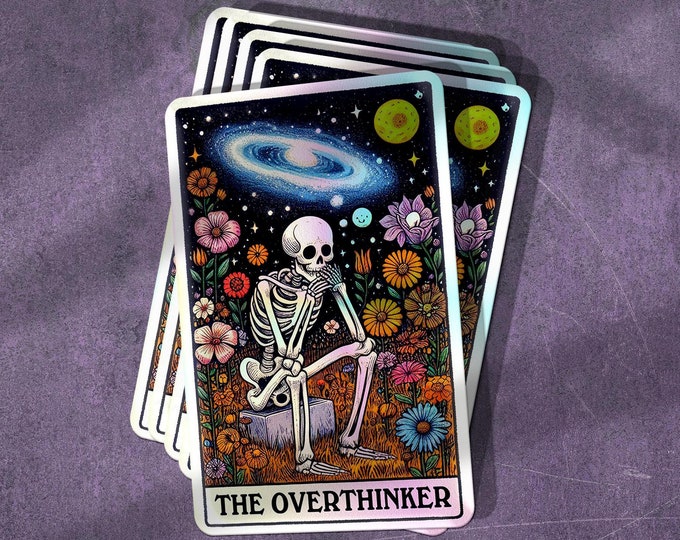 Holographic Tarot Card Sticker the Overthinker Vinyl Decal Deep Thought ...