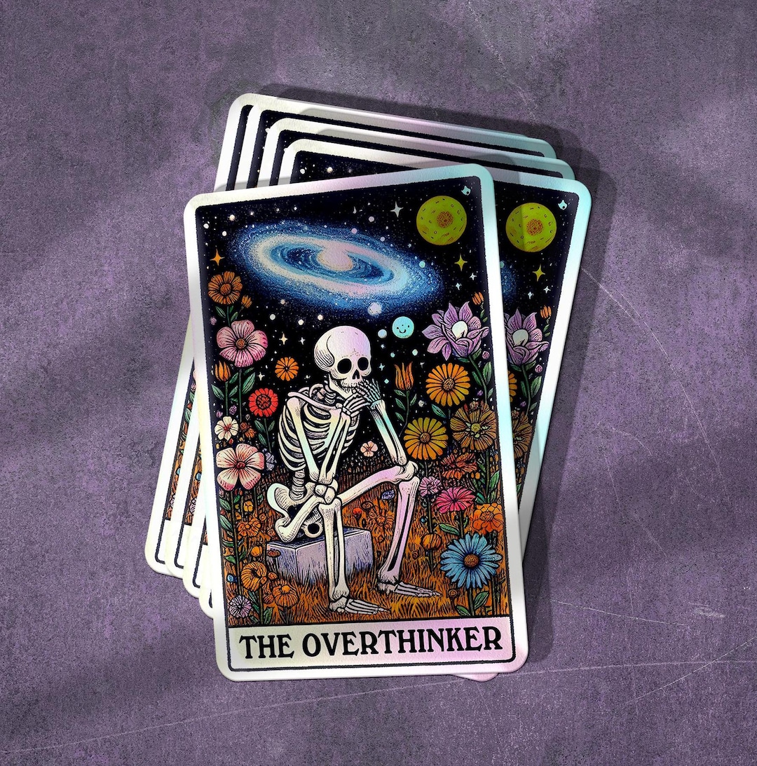 Holographic Tarot Card Sticker the Overthinker Vinyl Decal Deep Thought ...
