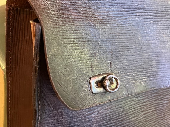 1930s 1940s Leather Briefcase with Original Vitreous … - Gem