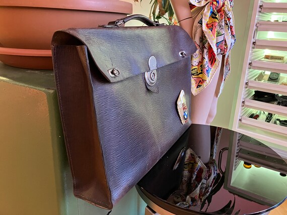 1930s 1940s Leather Briefcase with Original Vitreous … - Gem
