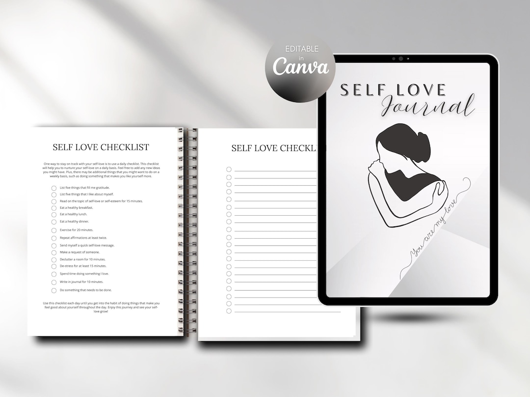 Self Love Journal Printable Minimalist, Self Care Journal, Affirmation ...