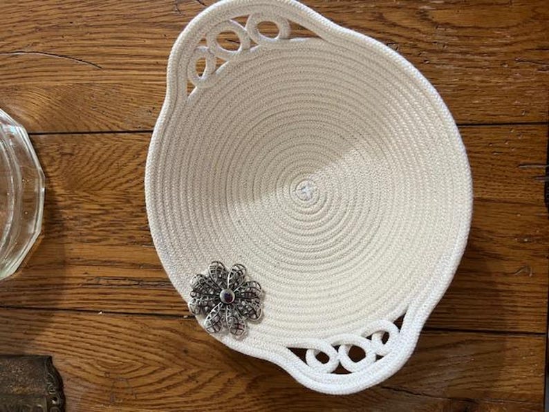 Silver Flower Rope Bowl - Etsy