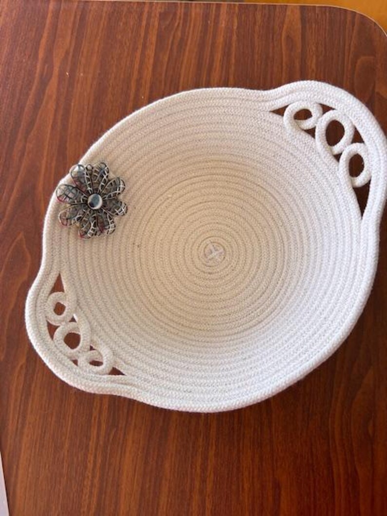 Silver Flower Rope Bowl - Etsy