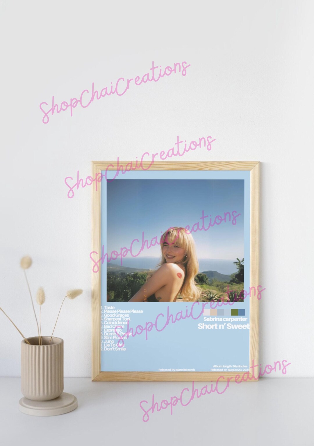 Short N' Sweet Sabrina Carpenter Album Tracklist Cover Alternative Digital Print Frame - Etsy
