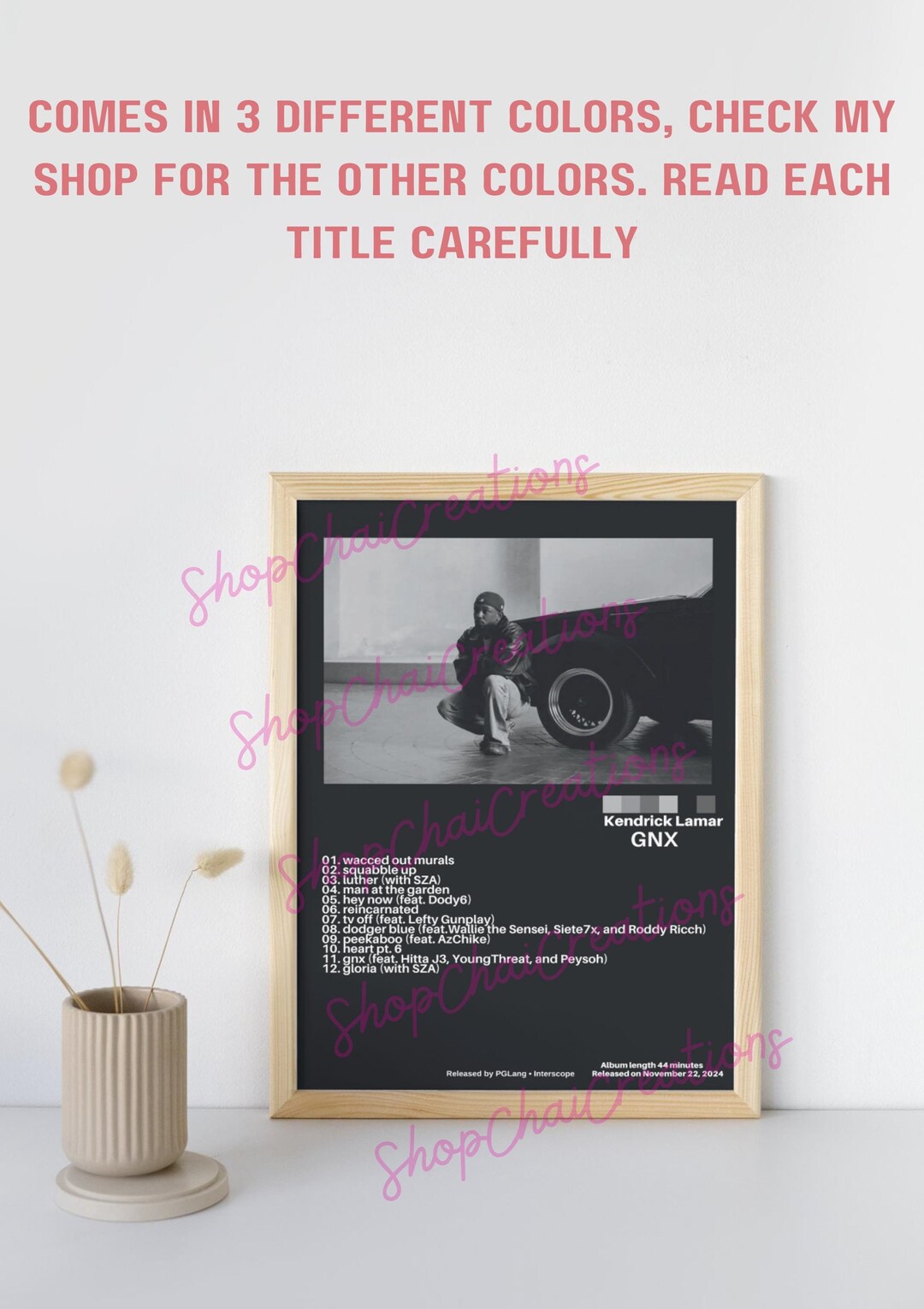 Kendrick Lamar GNX Digital Print Alternative Album Tracklist CHARCOAL ...