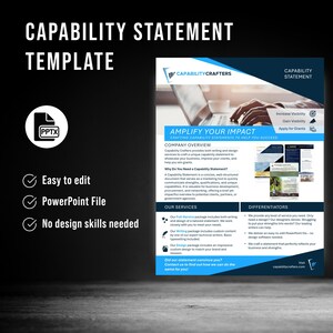 Blue Capability Statement Template - Etsy