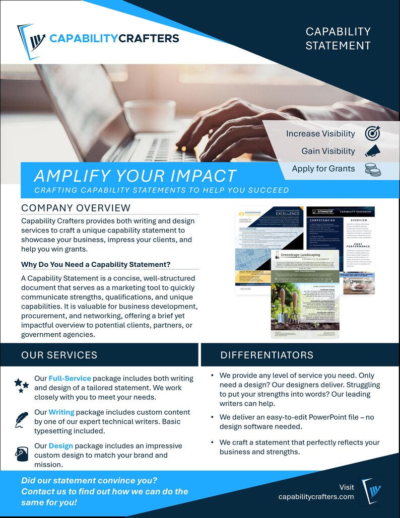 Blue Capability Statement Template - Etsy