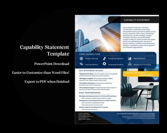 Capability Statement Canva Template Editable Capability Statement Document Government ...
