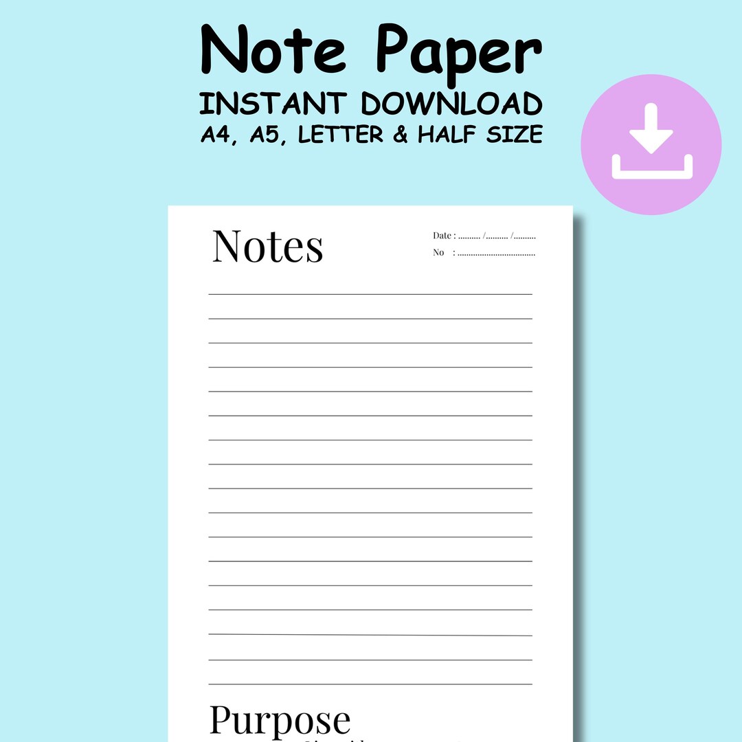 Purpose Note Page Printable, Minimalist Journal Page, Self Growth ...