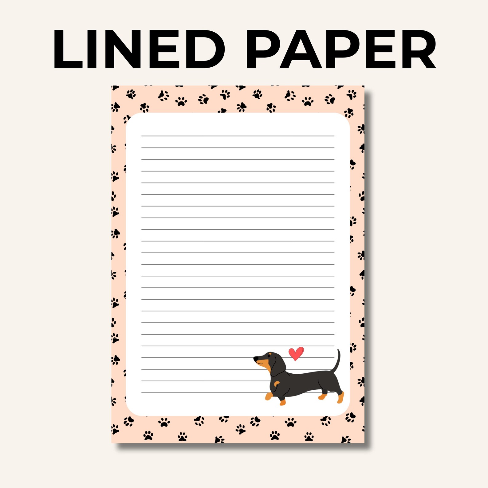 Dachshund Writing Paper | Dog Printable Stationery Set | A4, US Letter ...