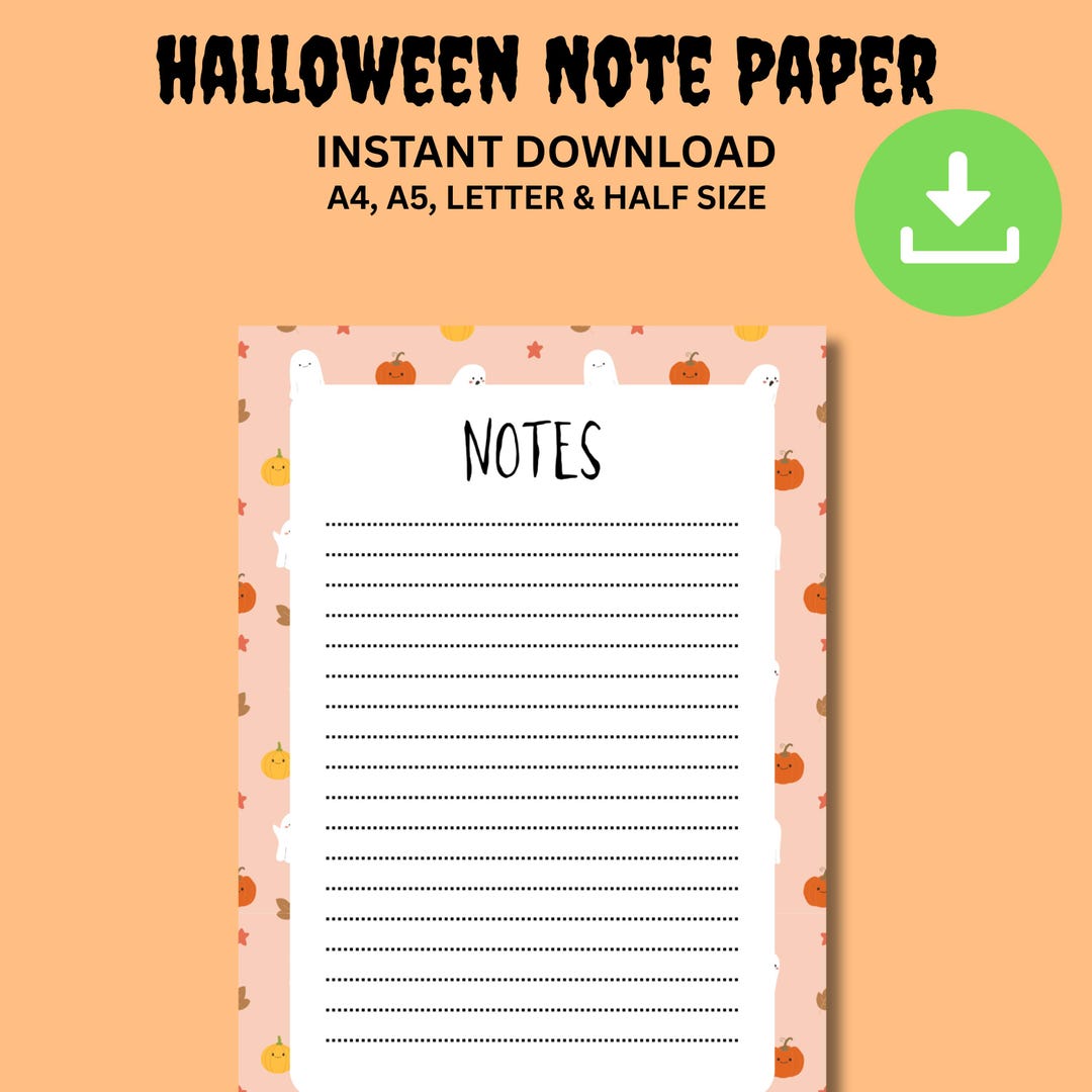 Cute Halloween Notes Page Printable | Ghost Pumpkin Aesthetic Notepad ...