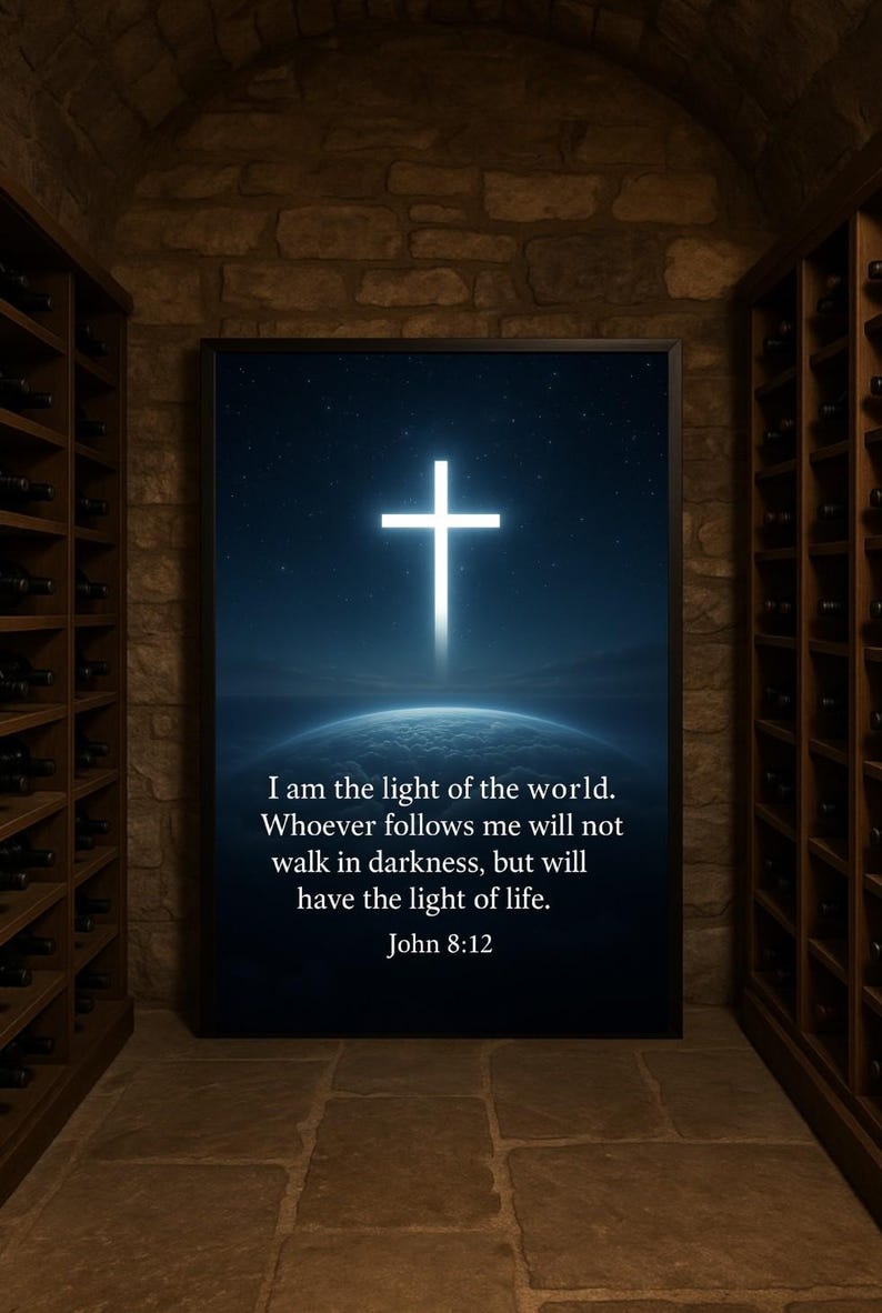 John 8:12 Wall Art, I Am the Light of the World, Christian Cross Poster ...
