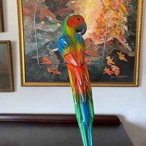 Vintage Paper Mache Scarlet Macaw With Metal Ring Vintage Paper Mache ...