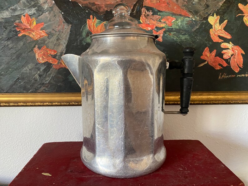 Vintage 1950s Aluminum Glass Top Coffee Pot Percolator Vintage Kettle ...