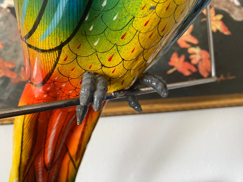 Vintage Paper Mache Scarlet Macaw With Metal Ring Vintage Paper Mache ...