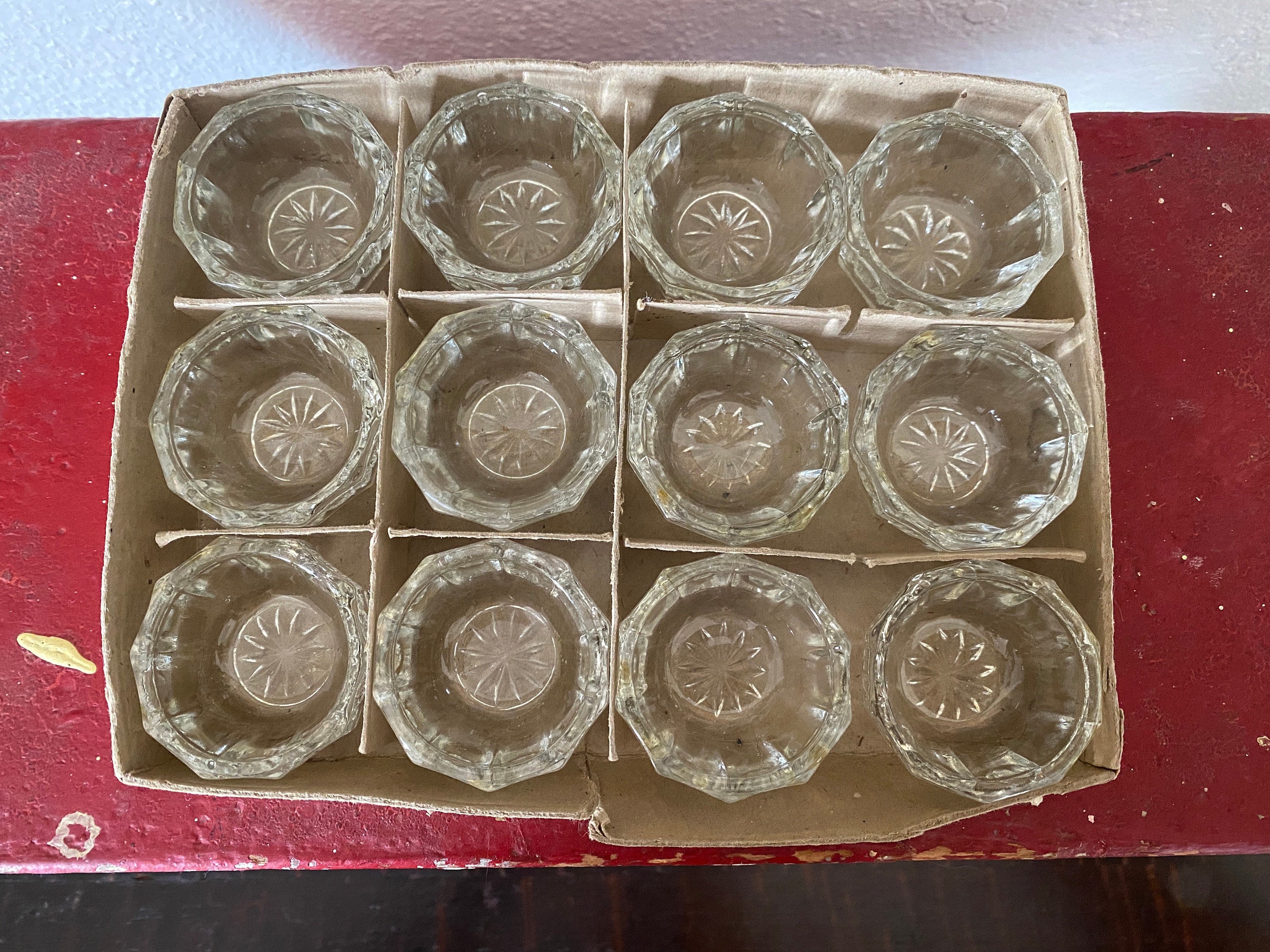 Vintage 12 Glass Salt Cellars Vintage Decagon Pressed Glass Salt ...