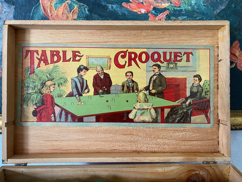 Antique Table Croquet Set Complete Antique Wooden Table Croquet Set ...