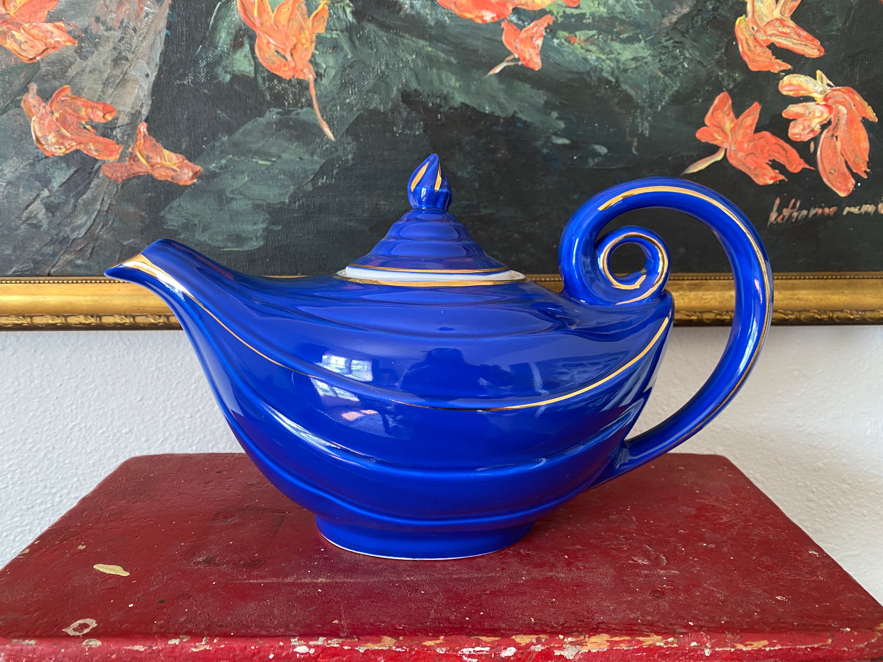 Vintage Hall Aladdin Genie Lamp-style Teapot Vintage Hall Cobalt ...