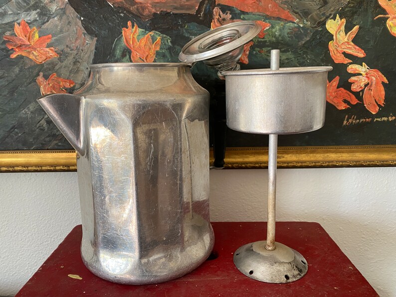 Vintage 1950s Aluminum Glass Top Coffee Pot Percolator Vintage Kettle ...