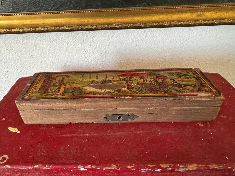 2 Vintage Wooden Pencil Boxes Vintage Wood Pencil Case Set Vintage Pair ...