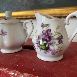 Vintage Purple Violet Fine Porcelain Gold Gilt Creamer and Lidded Sugar ...