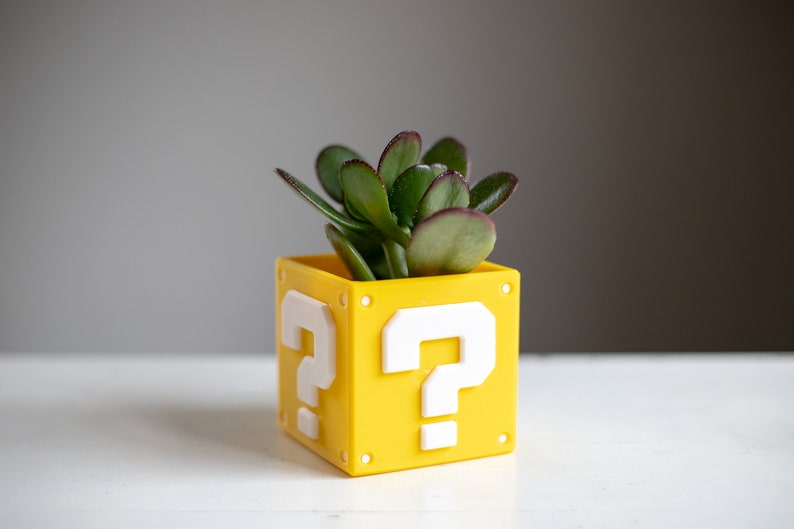 Premium Super Mario Question Mark Plant Pot for Home and Office Decor ...