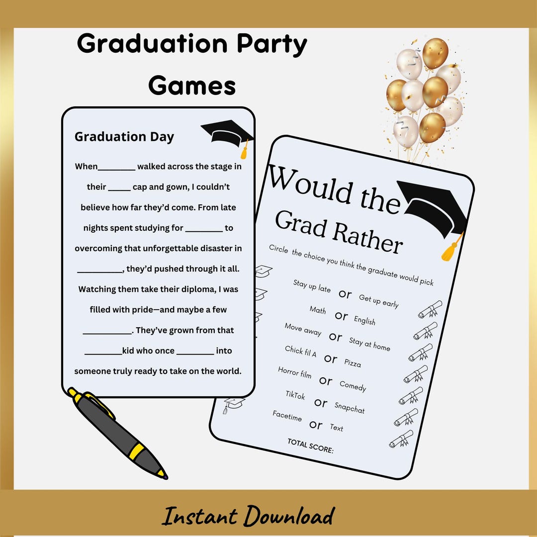 Class of 2025 Grad Libs Would the Grad Rather Scavenger Hunt Printable ...