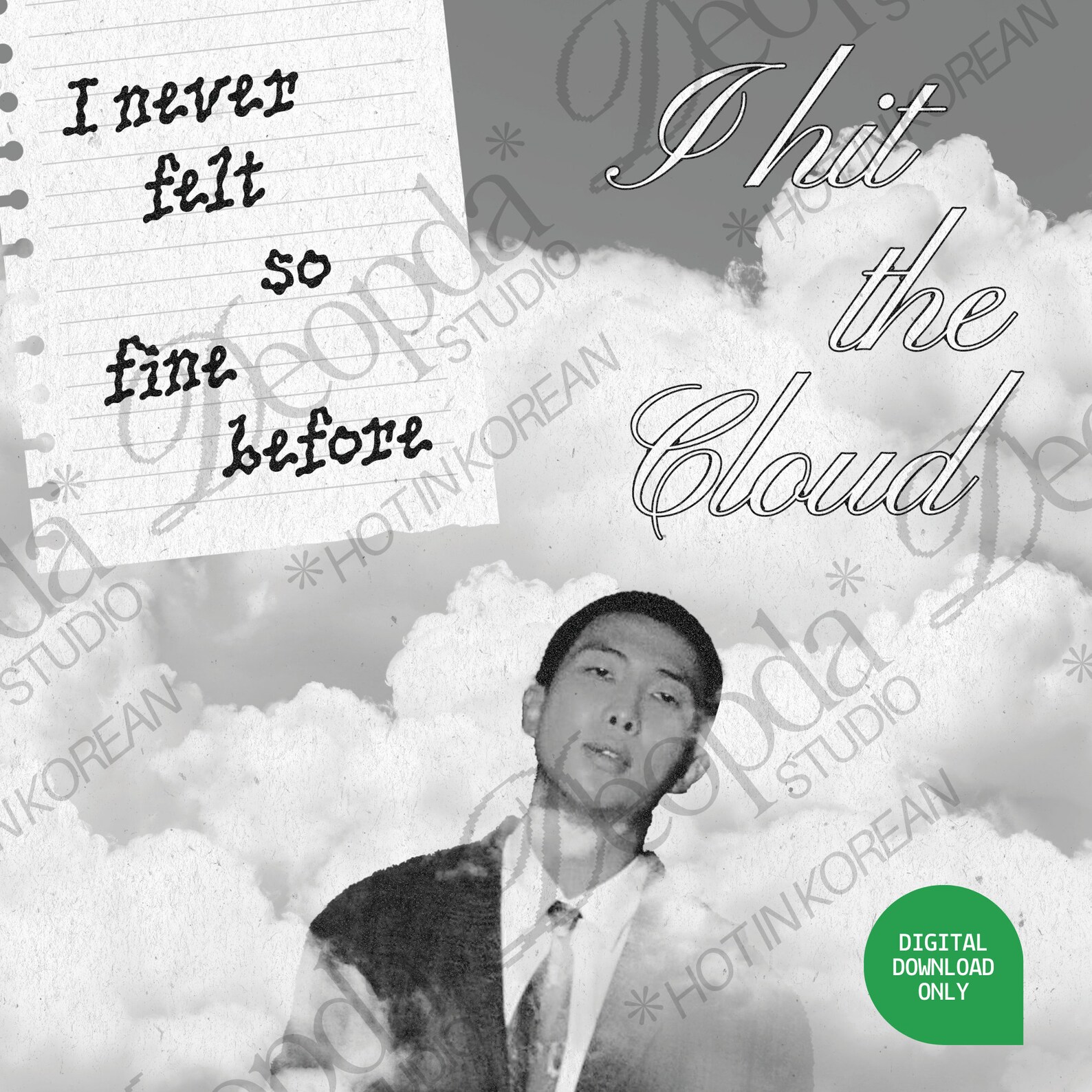 RM Poster, BTS Digital Poster, Lyrics Wall Art, Kpop Aesthetic Wall ...