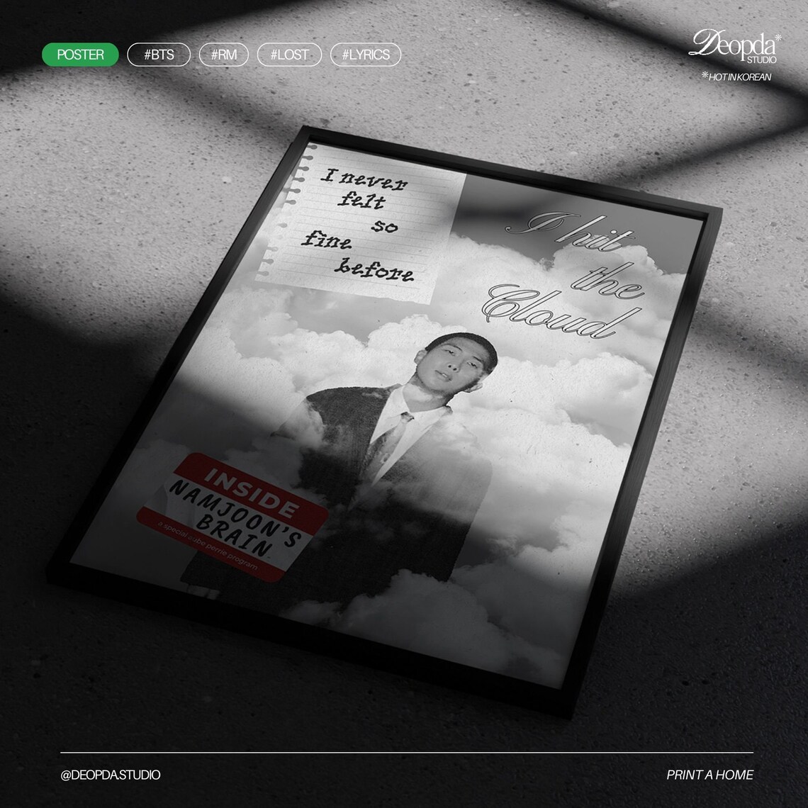 RM Poster, BTS Digital Poster, Lyrics Wall Art, Kpop Aesthetic Wall ...