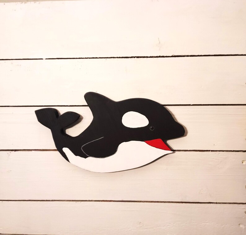 Wooden Orca. Happy Killer Whale. Handmade, Hand-painted. Pine Wood Wall ...