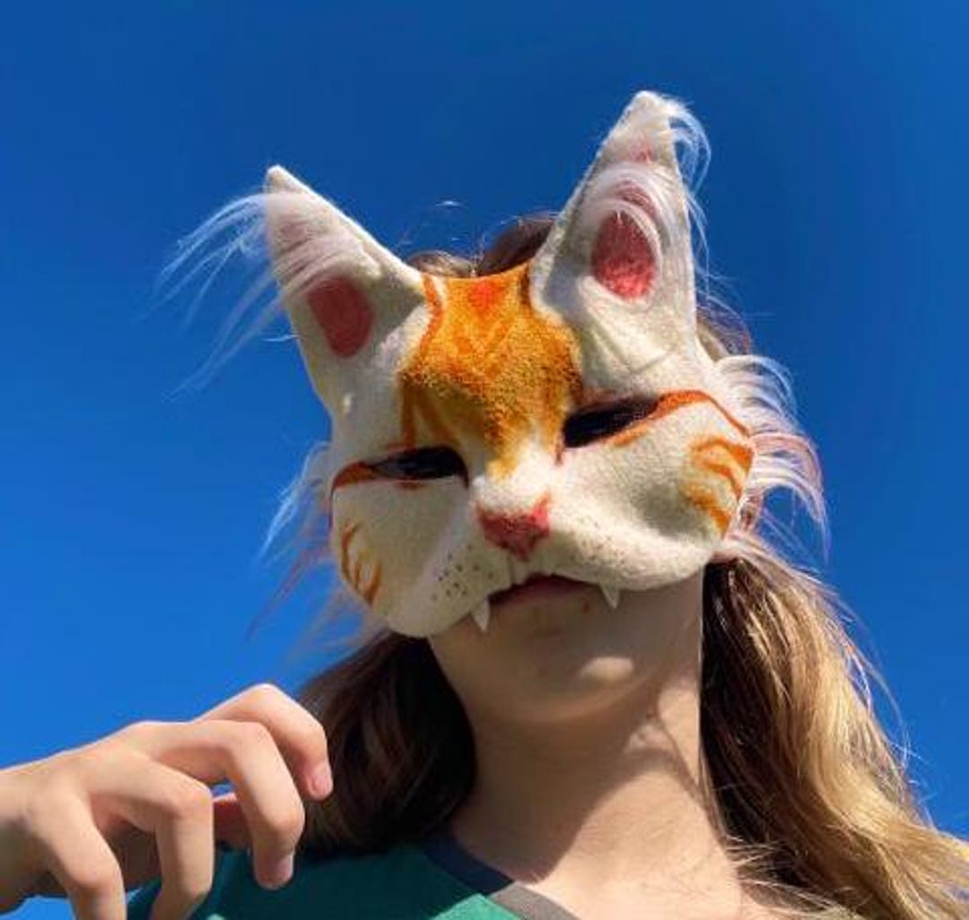 Japanese Style Orange Tabby Cat Mask With Sly Eyes Read Description - Etsy