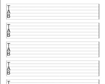 Extra-large Blank 6-string Guitar Tablature, 4 Rows - Easy to Read ...