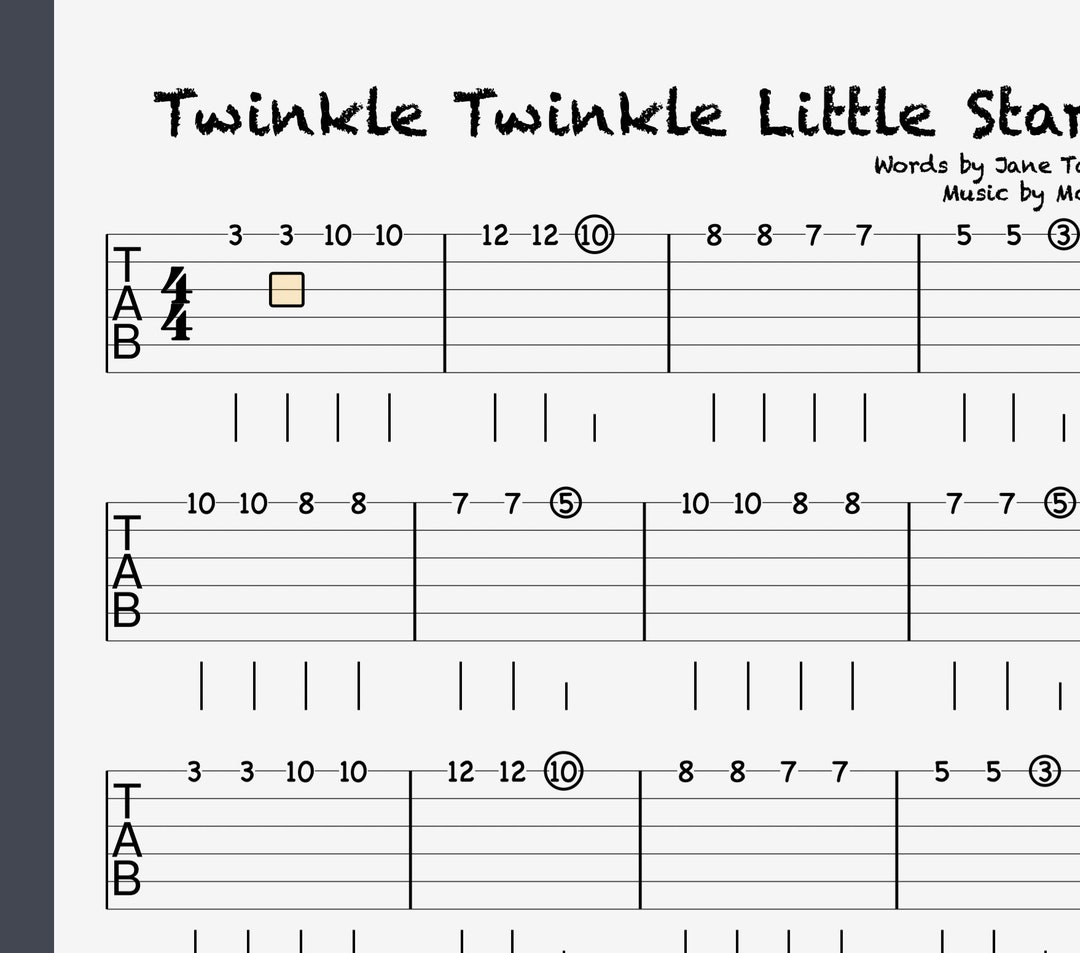 Twinkle Twinkle Little Star Guitar TAB - Etsy