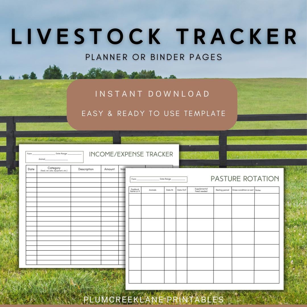 Livestock Tracker Printable | Homestead Animal Inventory Sheet | Farm ...